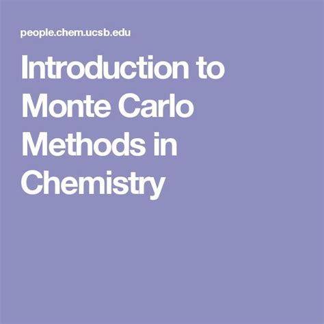 introduction to monte carlo methods in chemistry monte carlo method introduction chemistry