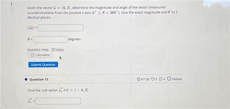 Solved Given The Vector U Determine The Magnitude And Chegg