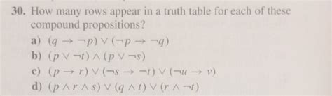 solved how many rows appear in a truth table for each of