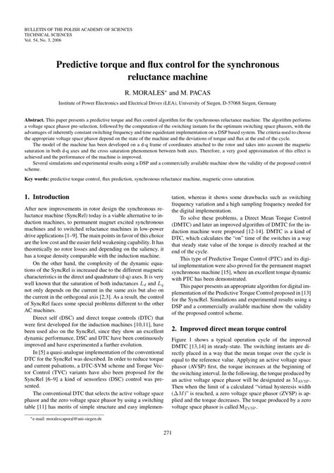 Pdf Predictive Torque And Flux Control For The Synchronous Reluctance Machine