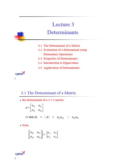 Usth Lecture3 Pdf Eigenvalues And Eigenvectors Determinant