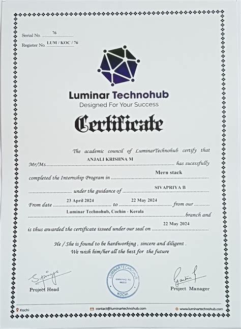Anjali Krishna M On Linkedin Mernstack Internshipcomplete Luminartechnohub