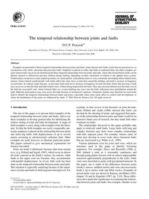 The Temporal Relationship Between Joints And Faults Pdf Fault