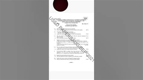 Design And Analysis Of Algorithm Daa Jntuh R18 3 2 Previous Year Question Paper Sep 2021