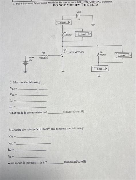 Solved 1 Build The Circuit Below Using Multisim Be Sure To