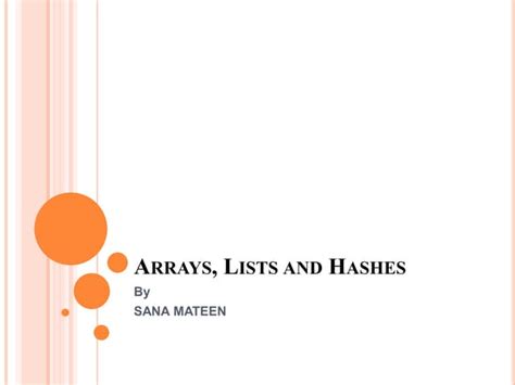 array lists and hashes in perl ppt