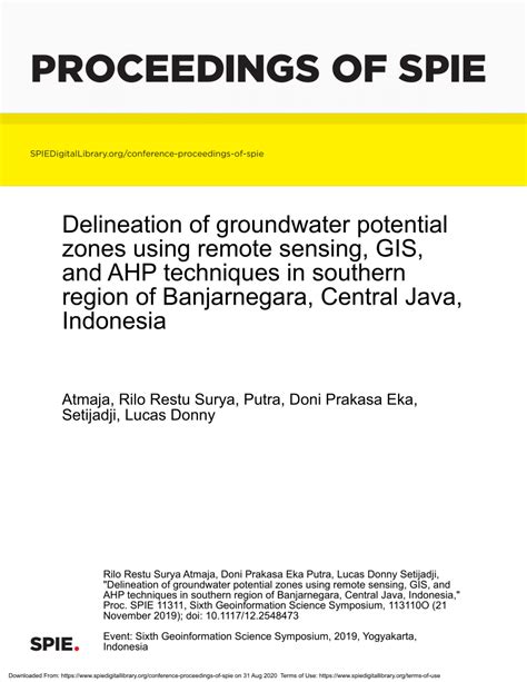 Pdf Delineation Of Groundwater Potential Zones Using Remote Sensing Gis And Ahp Techniques