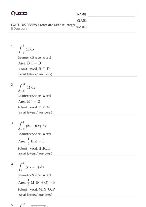 50 Integral Calculus Worksheets For 10th Class On Quizizz Free And Printable