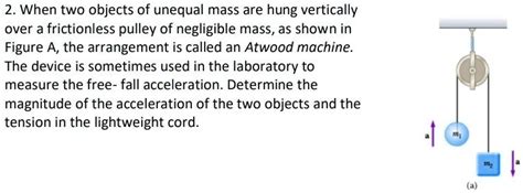 when two objects of unequal mass are hung vertically over a