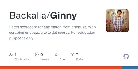 Github Backalla Ginny Fetch Scorecard For Any Match From Cricbuzz