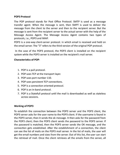 Pop3 Explain What Is Pop3 Protocol Its Characteristics Features Working Of Pop3 Pop3