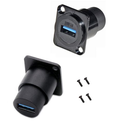 NEW 2Pcs D Type Metal USB3 0 Socket Female To USB 3 0 Connector D Type Panel Mounting Solderless
