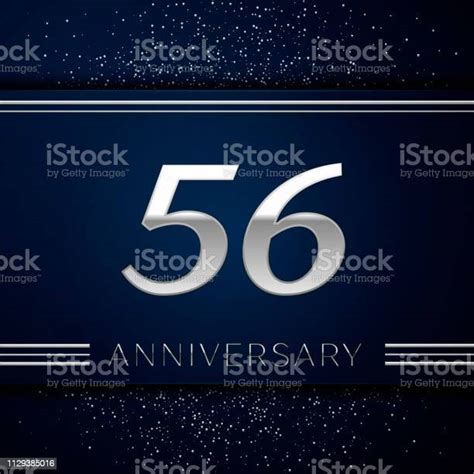 현실적인 50 6 년 기념일 축 하입니다 숫자와 파란색 바탕에 은색 색종이 생일 파티에 대 한 다채로운 벡터 템플릿 요소 0명에 대한 스톡 벡터 아트 및 기타 이미지