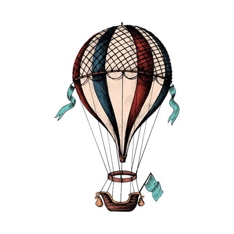 Retro Hot Air Balloon Sketch Graphics Creative Market