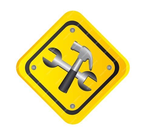 노란색도 표지판 격리 된 벡터 일러스트 레이 션을 통해 도구 프리미엄 벡터