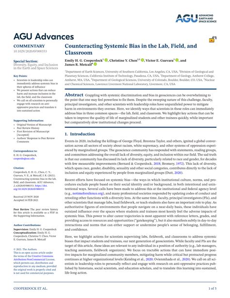 Pdf Counteracting Systemic Bias In The Lab Field And Classroom