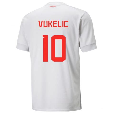 Homme Maillot Suisse Mile Vukelic 10 Blanc Tenues Extérieur 22 24 T Shirt