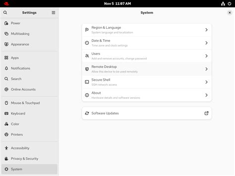 Chapter Remotely Accessing The Desktop Administering RHEL By Using The GNOME Desktop