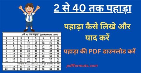 Pahada 2 Se 40 Tak Pahada 2 से 40 तक पहाड़ा कैसे लिखे और मिनटों में याद करें Pahada Pdf