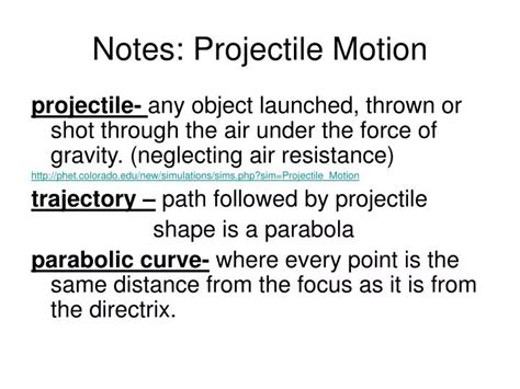 PPT Notes Projectile Motion PowerPoint Presentation Free Download ID 6592697