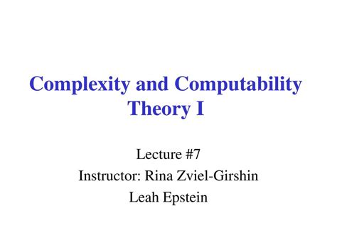 Complexity And Computability Theory I Ppt Download