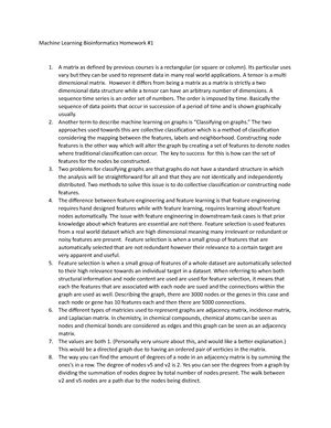 Machine Learning Bioinformatics HW5 Prompts Question 1 We Have A