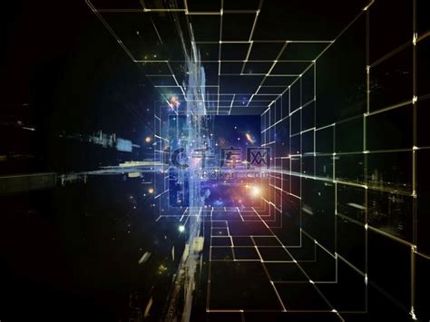 空间中的矩形三维几何结构。高清摄影大图 千库网