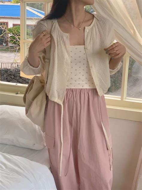 프렌치오브 살안타템 에그 스트링 크롭 봄 여름 셔츠 가디건 블라우스3color휴가룩여행룩여름가디건살탐방지살안타템셔츠살안타가디건