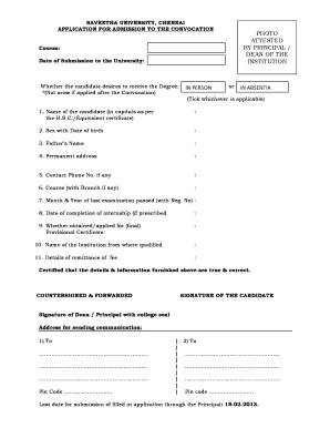 Convocation Form Fill And Sign Printable Template Online
