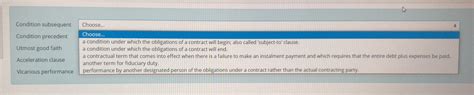 Solved 수 Condition Subsequent Condition Precedent Utmost