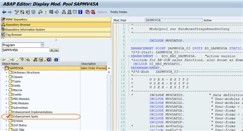Searching Enhancement Point And Section Sapcodes