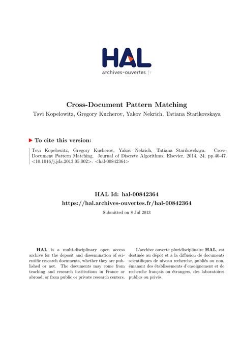 Pdf Cross Document Pattern Matching