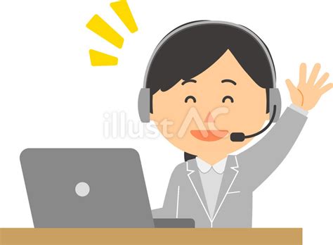 0064pc女オペレーター手上げイラスト No 26232282｜無料イラスト・フリー素材なら「イラストac」