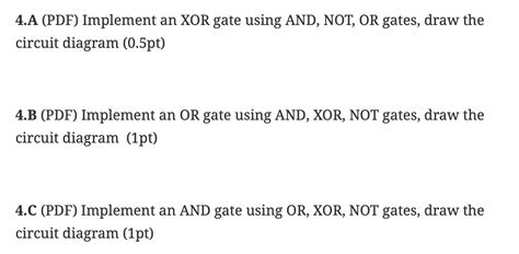 Solved A PDF Implement An XOR Gate Using AND NOT OR Chegg