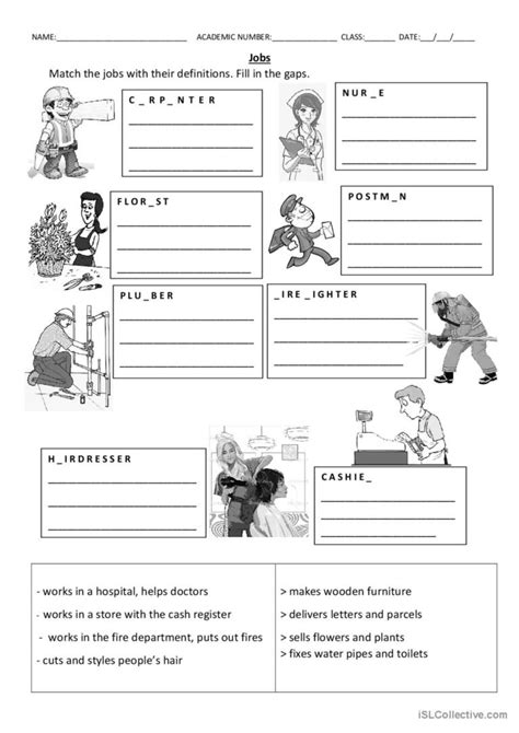 Jobs Matching Type Activity English Esl Worksheets Pdf And Doc