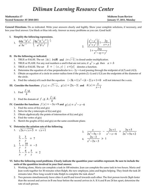 Math 17 Midterm Exam Review Jamie Pdf