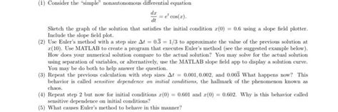 Solved 1 Consider The Simple Nonautonomous Differential