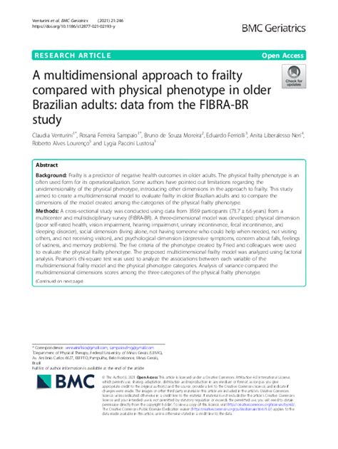 Pdf A Multidimensional Approach To Frailty Compared With Physical