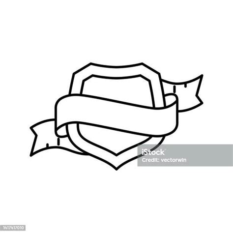 엠블럼 리본 배너 디자인 라인 아이콘 벡터 일러스트 레이 션 0명에 대한 스톡 벡터 아트 및 기타 이미지 0명 공단 기