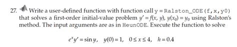 Solved 27 A Write A User Defined Function With Function Chegg
