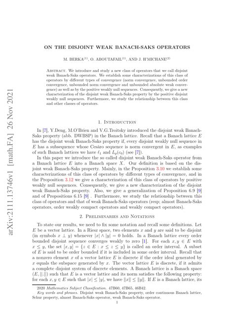 Pdf On The Disjoint Weak Banach Saks Operators