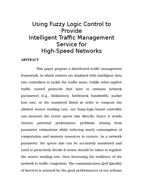 a fuzzy logic based distributed traffic management framework for high
