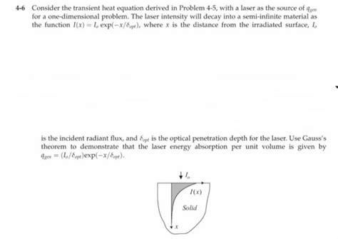 Solved 4 6 Consider The Transient Heat Equation Derived In