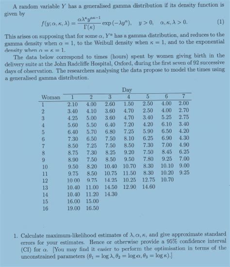 A Random Variable Y Has A Generalised Gamma