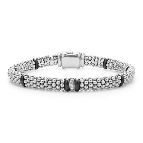 Black Caviar Single Station Diamond Caviar Bracelet 6mm Lagos
