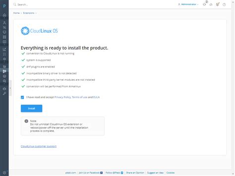 CloudLinux OS Extension Plesk