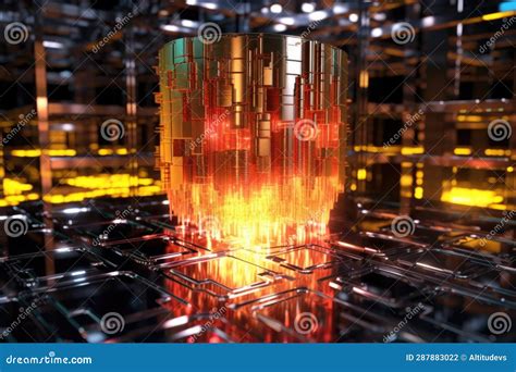 Abstract View Of Quantum Computer Core With Light Reflections Stock Illustration Illustration