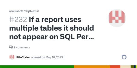 If A Report Uses Multiple Tables It Should Not Appear On Sql Perf Main
