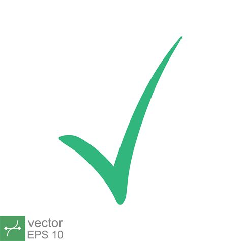 Green Check Mark Icon Simple Flat Style Tick Symbol Checkbox Right Checkmark Yes Correct