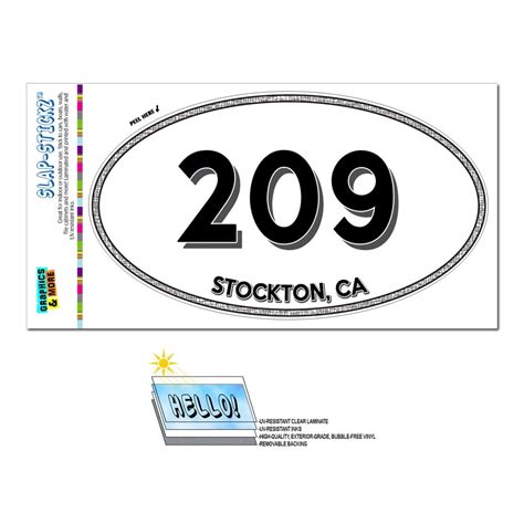 209 Stockton Ca California Oval Area Code Sticker